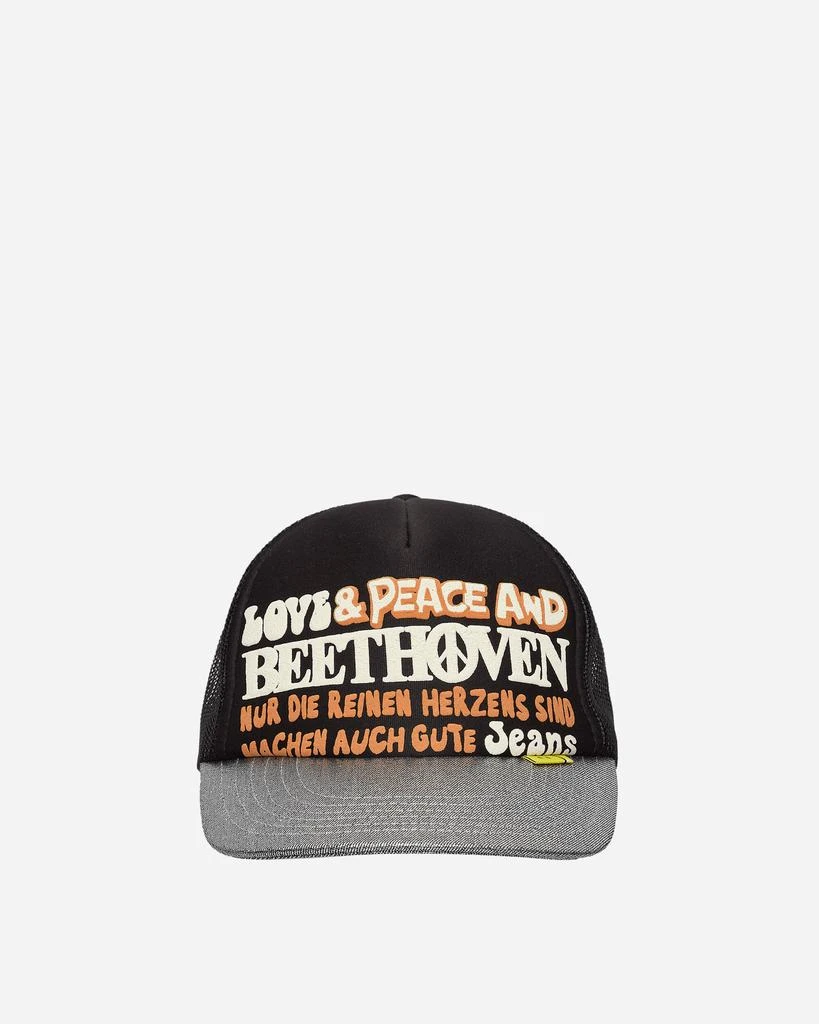 KAPITAL Love&Peace And Beethoven Silver Brim Trucker Cap Black - Hats ...