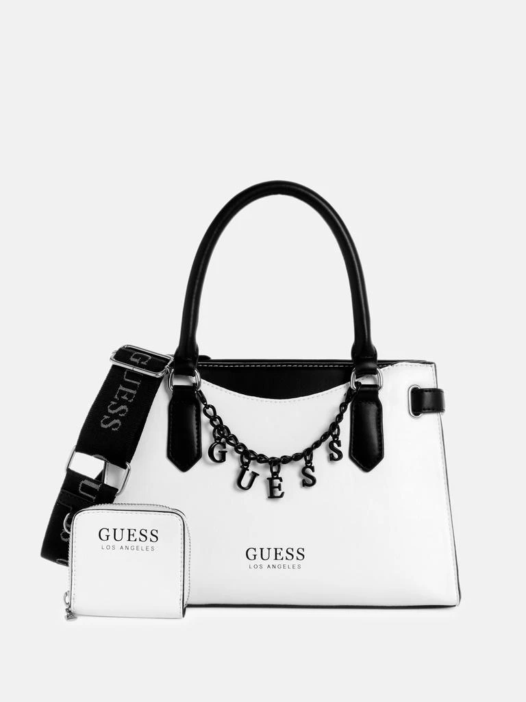 Guess Factory Amarantha Chain Satchel white-patent - Tote Bags - Free ...