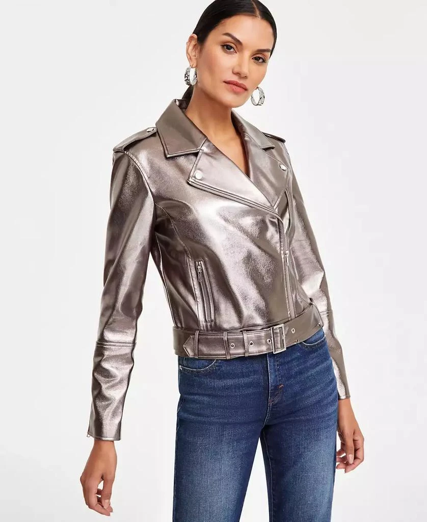 I.N.C. International Concepts Women's Metallic Moto Jacket, Created for ...