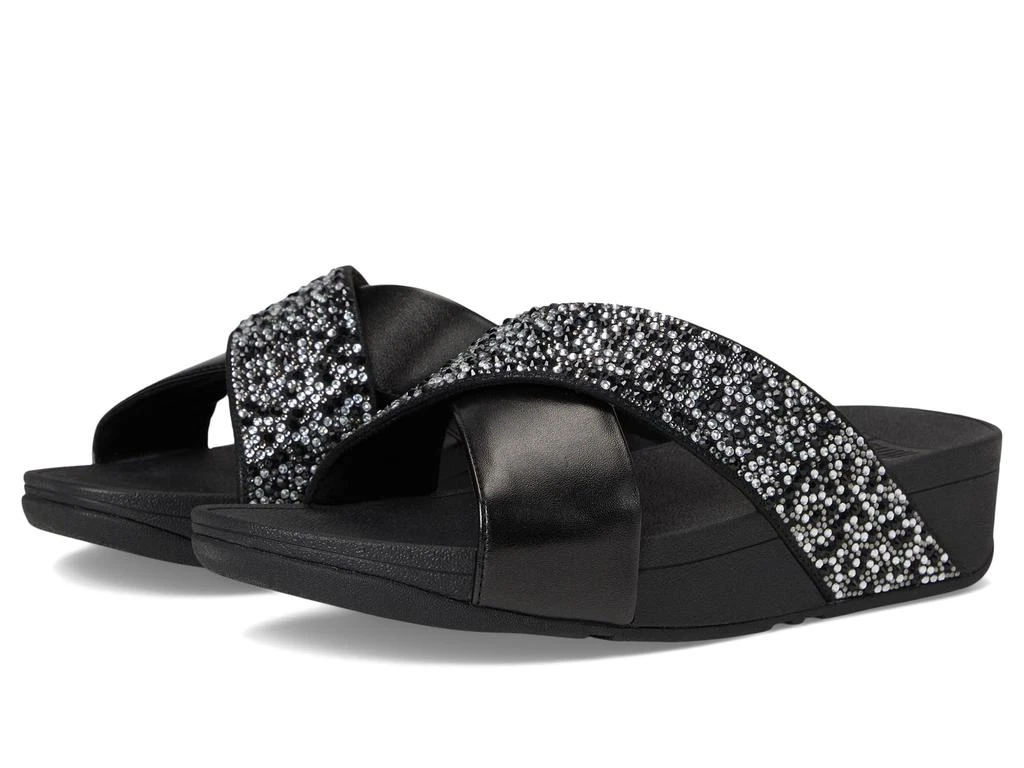 FitFlop Lulu Crystal-Mix Metallic Cross Slides - Slippers - Free Shipping - BeyondStyle