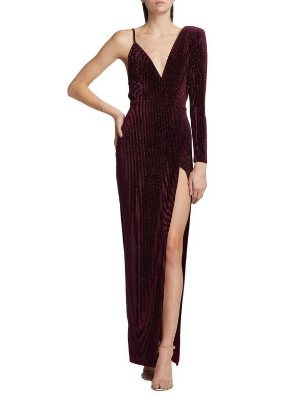 Michael Costello Collection Sean Velvet One-Shoulder Gown - Dresses ...