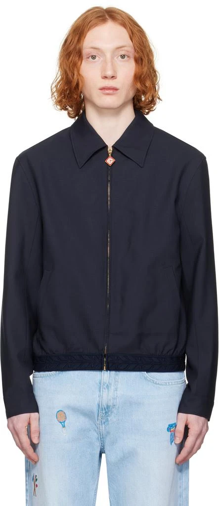 Casablanca Navy Wool Sports Tailoring Jacket - Jackets - Free Shipping ...