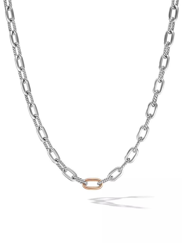 David Yurman DY Madison Chain Necklace in Sterling Silver with 18K Rose ...