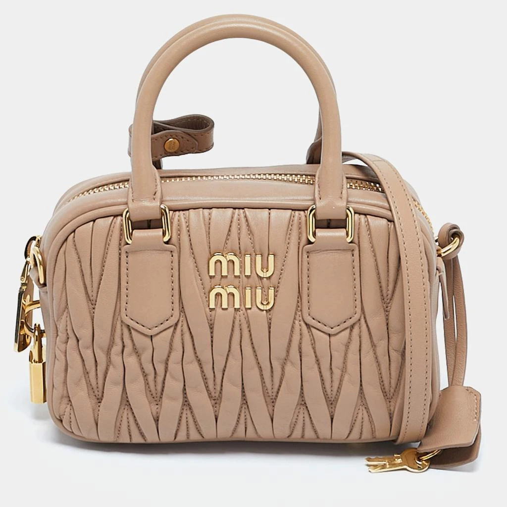 Miu Miu Miu Miu Beige Matelassé Leather Mini Arcadie Bag - Tote Bags - Free Shipping - BeyondStyle