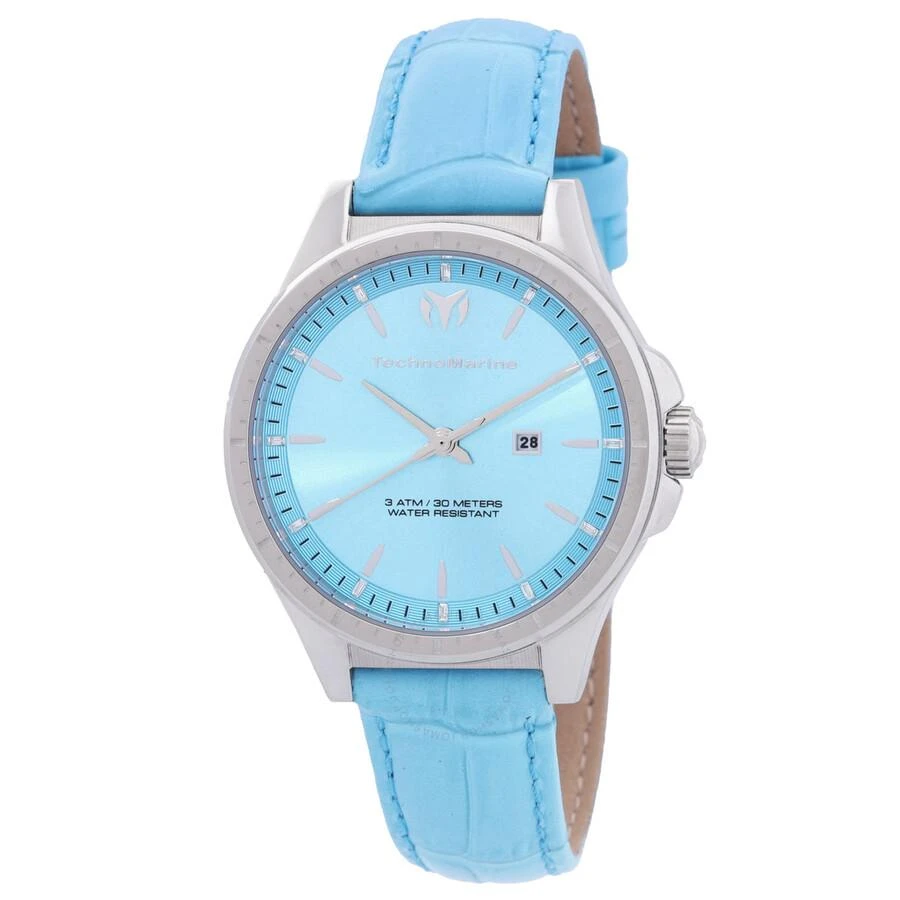 TechnoMarine MoonSun Date Quartz Light Blue Dial Dial Ladies Watch TM ...