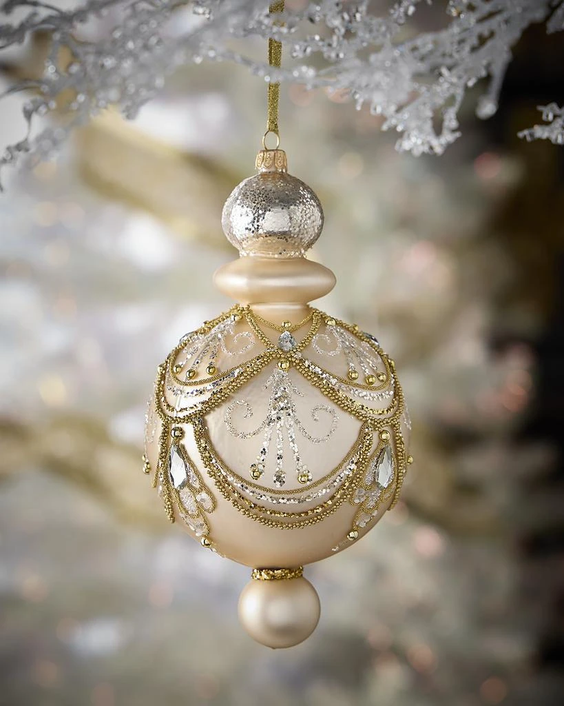 Neiman Marcus Champagne with Gold Glitter Art Deco Finial Ornament ...