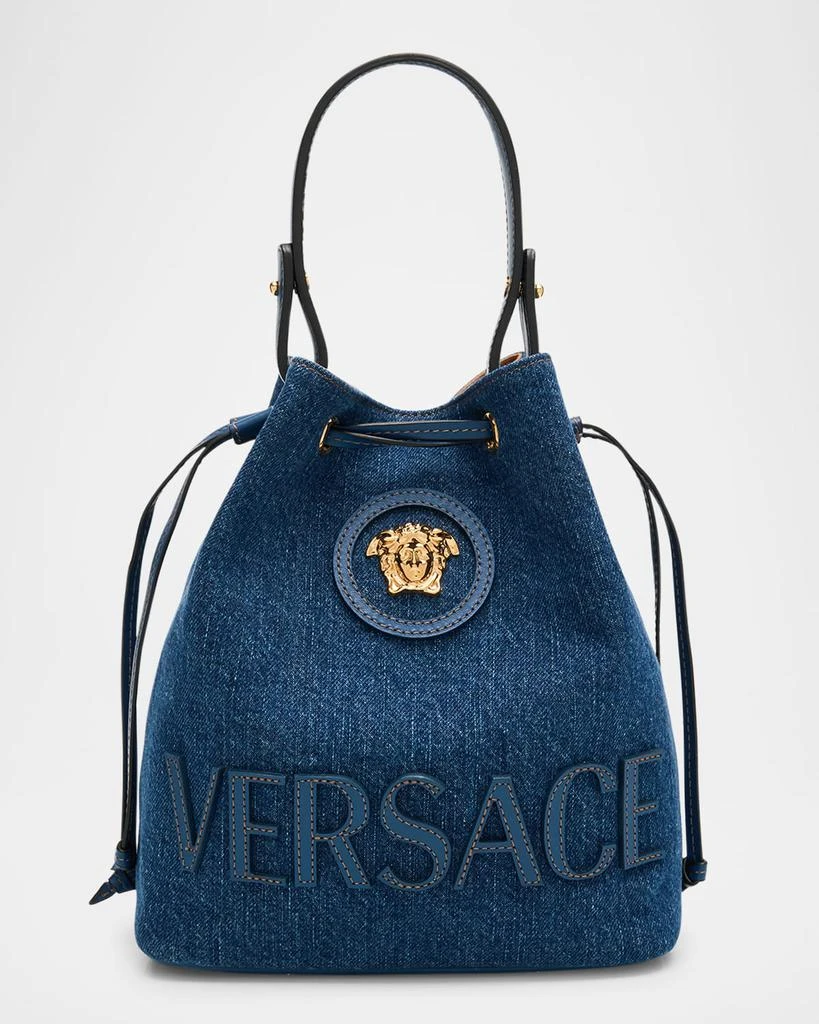 Versace La Medusa Denim Bucket Bag - Tote Bags - Free Shipping ...