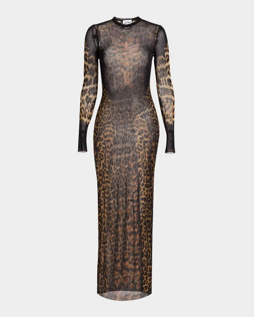 Jean Paul Gaultier Leopard-Print Lace Label Mesh Maxi Dress - Dresses ...