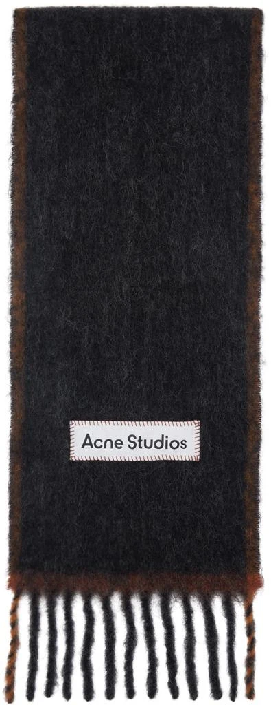 Acne Studios Black Narrow Wool & Mohair Scarf - Scarves - BeyondStyle