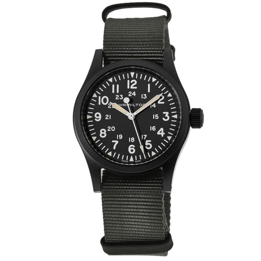 Hamilton Khaki Field Hand Wound Black Dial Grey Fabric Strap Men's ...
