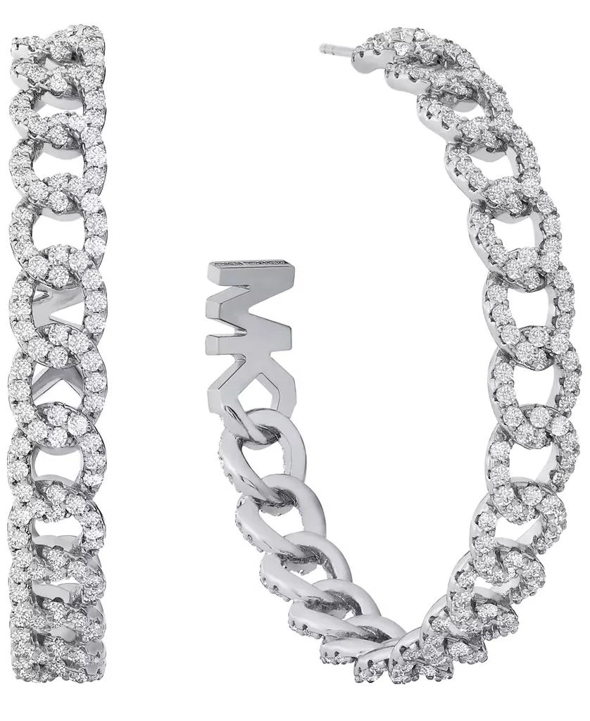 Michael Kors Platinum Plated Pave Frozen Curb Hoop Earrings - Free ...