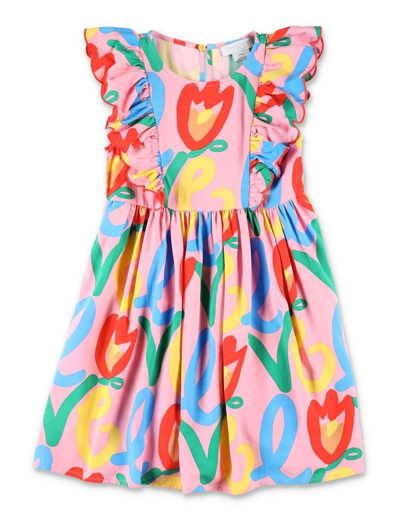 Shop Stella McCartney Kids Graphic Printed Crewneck Ruffled Dress on ...