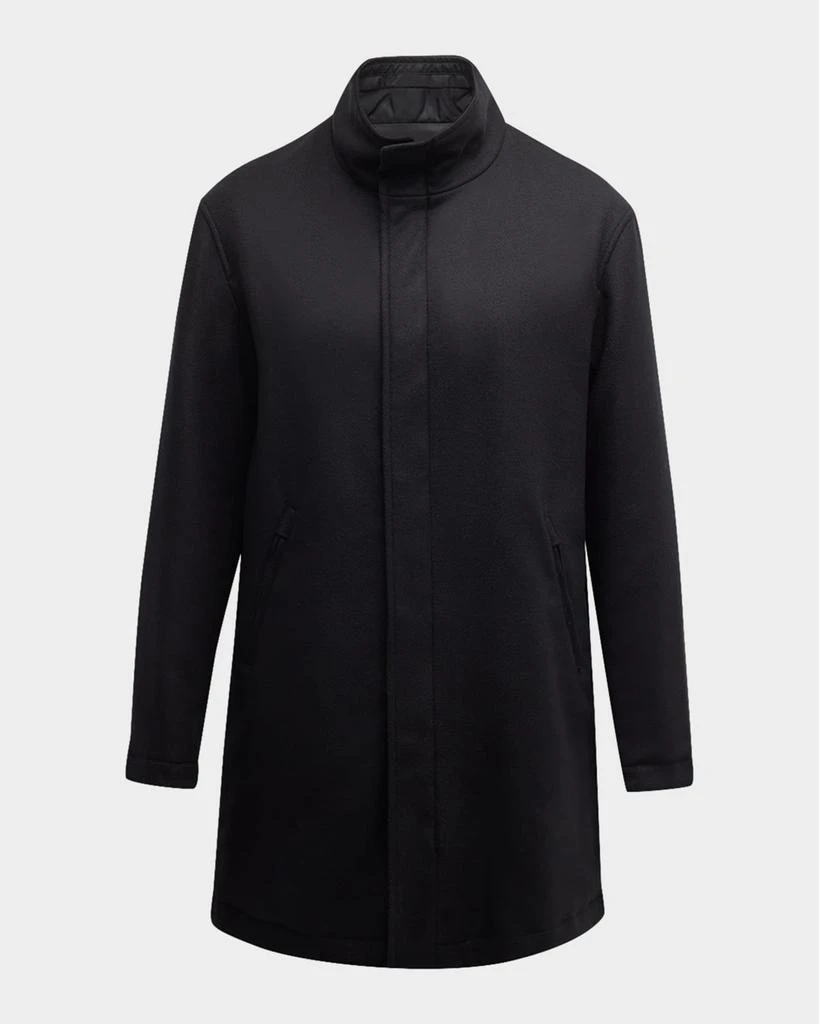 Emporio Armani Men's Reversible Chevron Caban Coat with Stowaway Hood ...