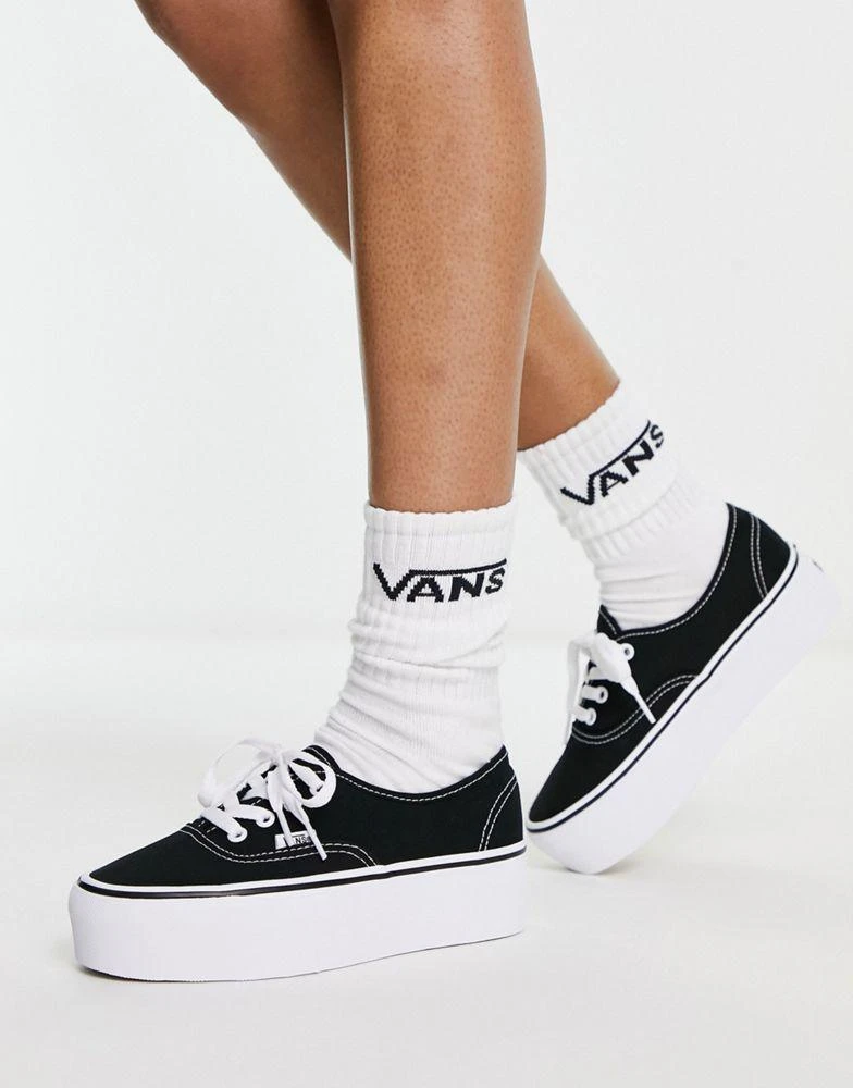 Vans Authentic Stackform Platform trainers in black and white – On Sale ...
