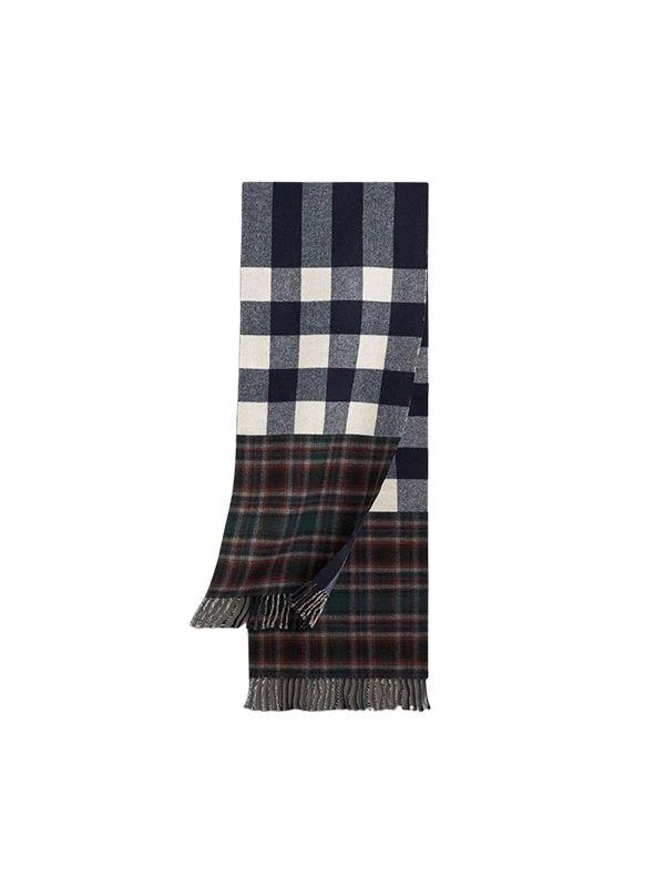 Burberry Burberry - Blue Check Reversible Wool Scarf - Scarves - Save ...