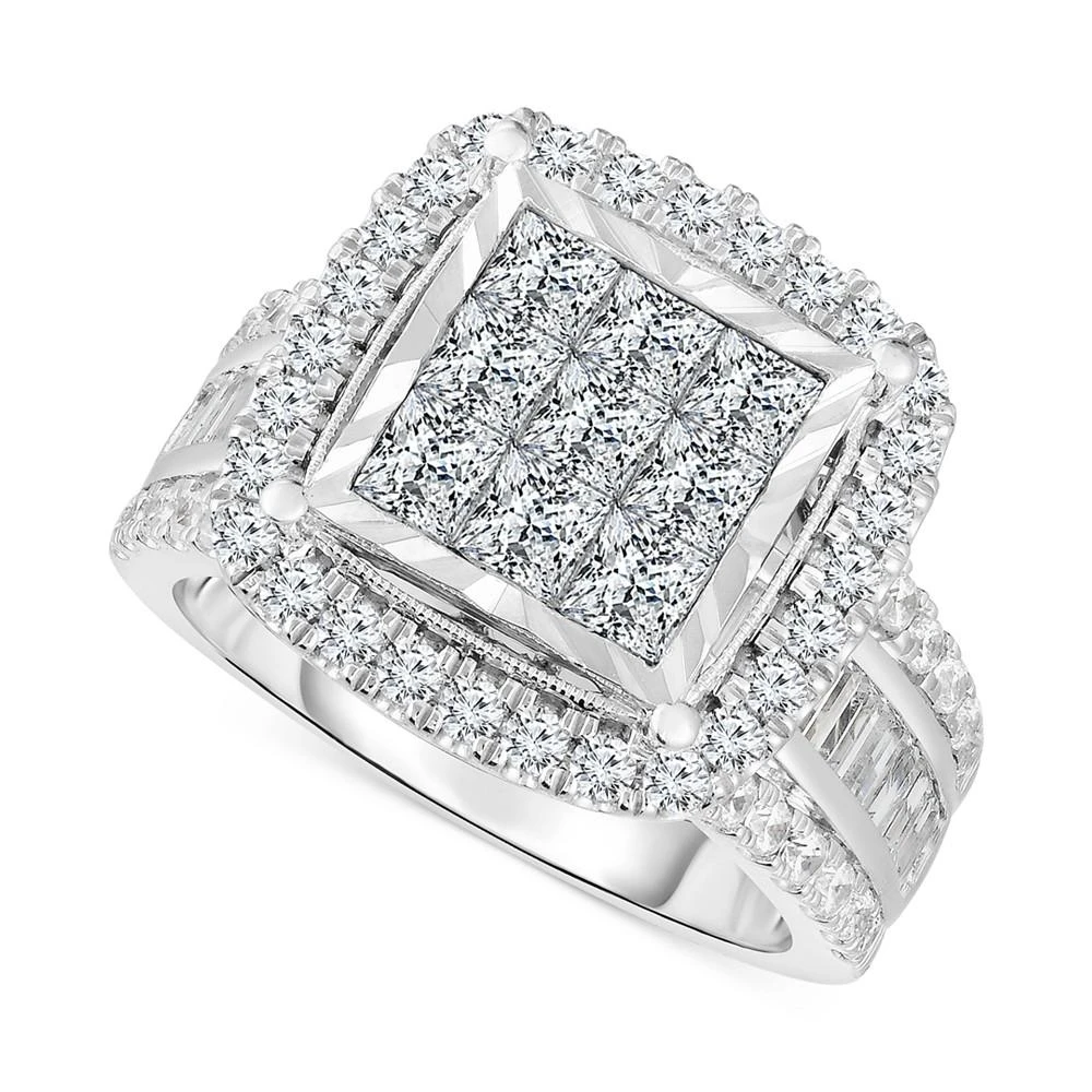 TruMiracle Diamond Princess Cluster Engagement Ring (3 ct. t.w.) in 10k ...