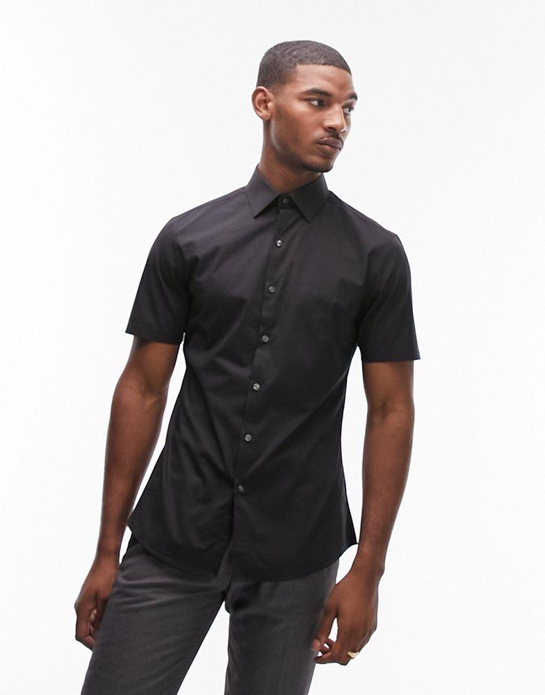 Topman Topman short sleeve formal slim fit shirt in black BLACK L Chest 42 Shirts BeyondStyle