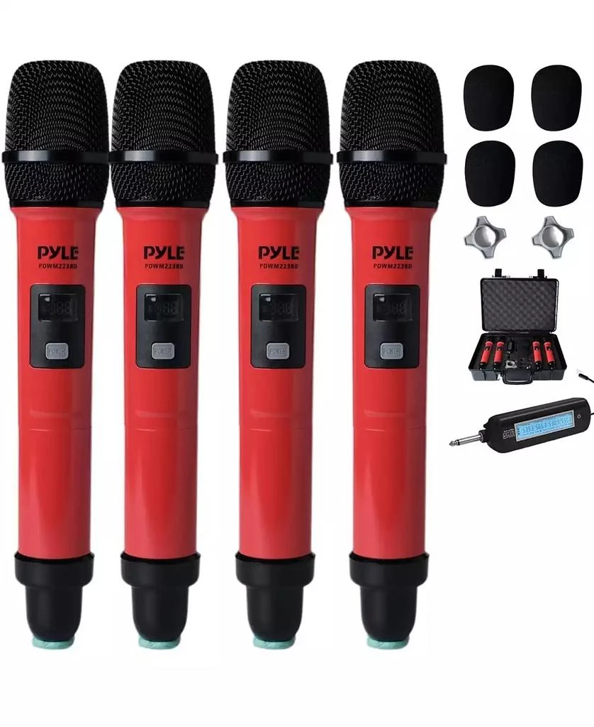 Pyle Portable Universal Wireless Microphone System, UHF Quad Channel ...