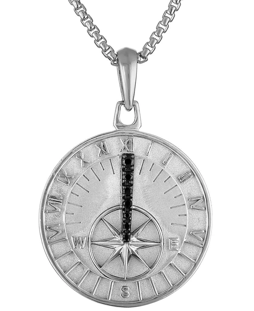 Bulova Black Diamond (1/6 ct. t.w.) Sundial Pendant 26" Necklace in ...