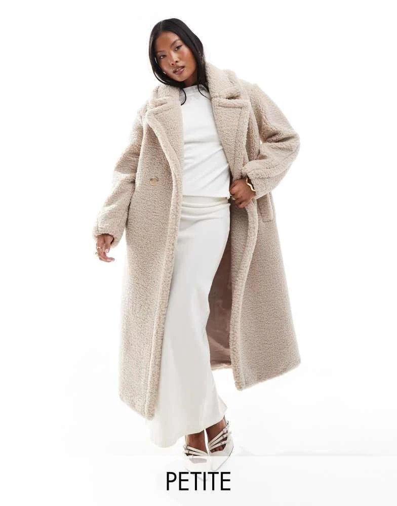 Forever New Petite Forever New Petite teddy maxi coat in beige - Coats ...