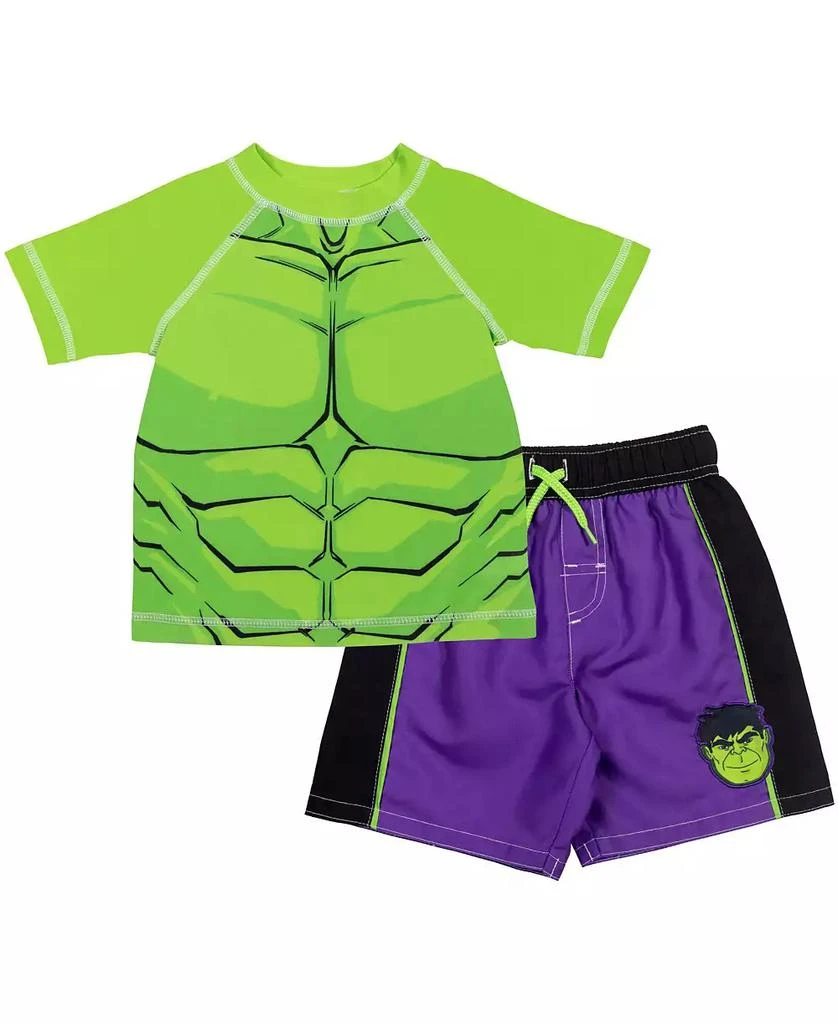Shop Boys Marvel The Hulk Pullover Rash Guard and Swim Trunks Outfit ...