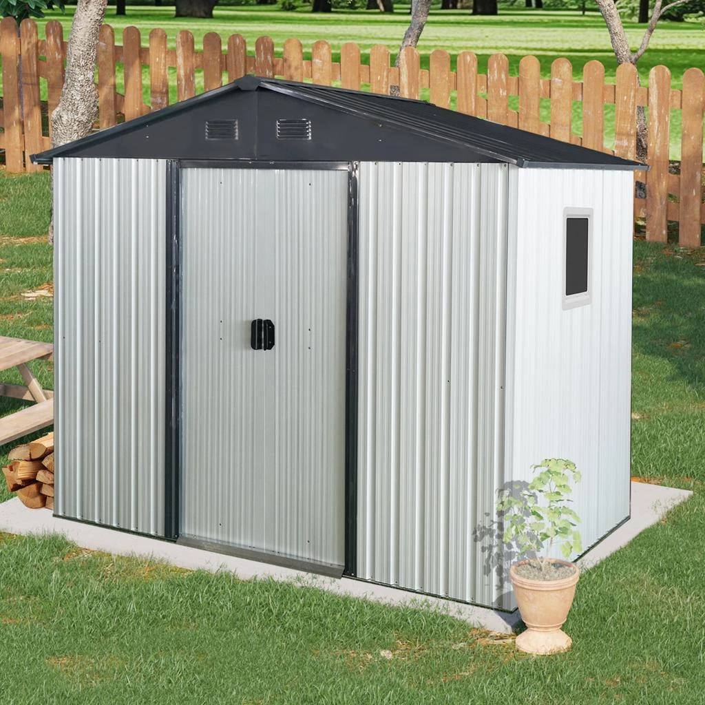 Streamdale Furniture Streamdale 8ft x 4ft Outdoor Metal Storage Shed ...