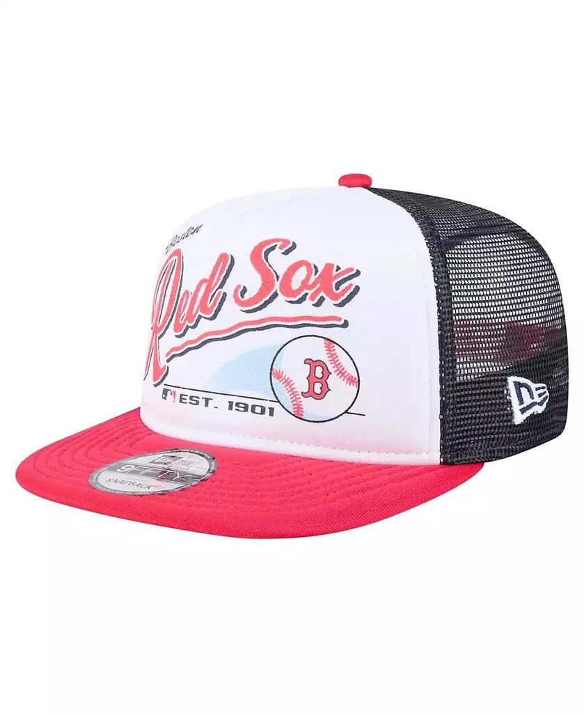 New Era Men's White/Red Boston Red Sox Retro Script Trucker 9FIFTY ...