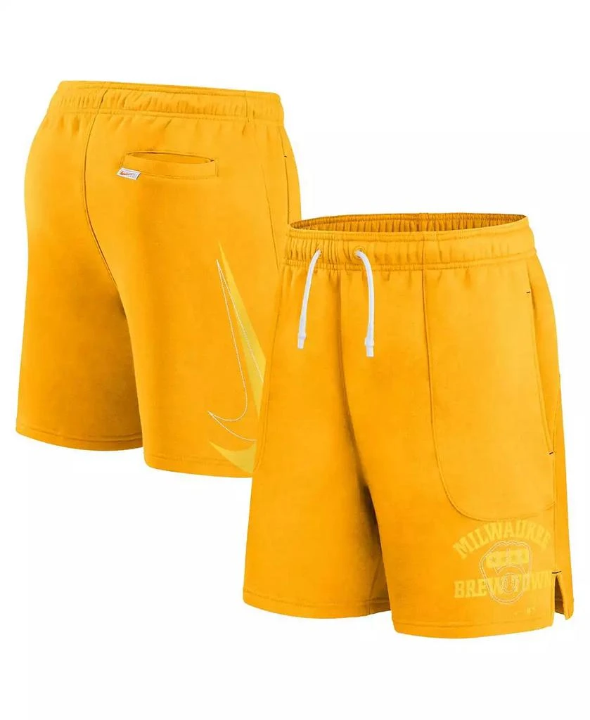NIKE Men's Gold Milwaukee Brewers Statement Ball Game Shorts - Pants ...