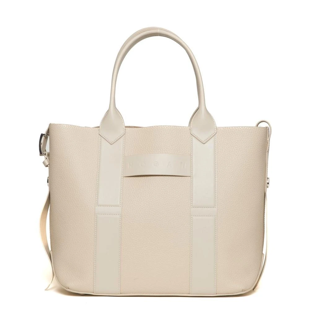 hogan Structured Hammered Leather Shoulder Bag With Removable Pouch ...