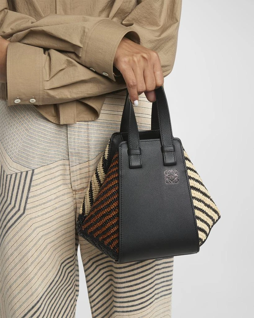Loewe x Paula’s Ibiza Hammock Compact Top-Handle Bag in Striped Raffia ...