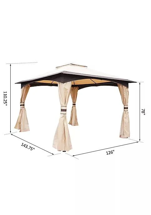 Outsunny 10' x 12' Soft Top Outdoor Canopy Patio Gazebo with 2 Tier ...