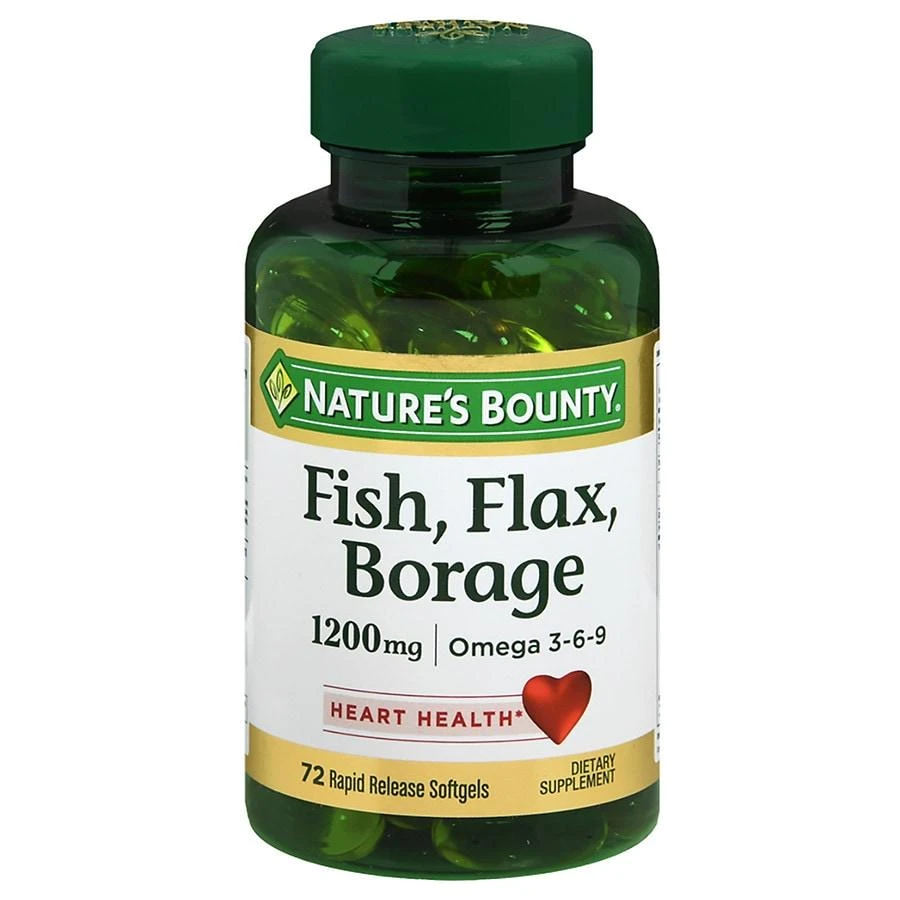 Nature's Bounty Fish, Flax, Borage 1200 mg Dietary Supplement Softgels ...