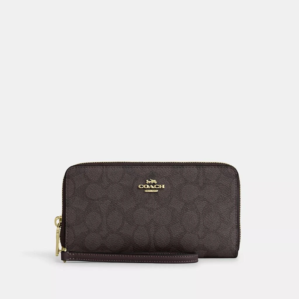 Coach Long Zip Around Wallet With Detachable Card Case In Signature ...
