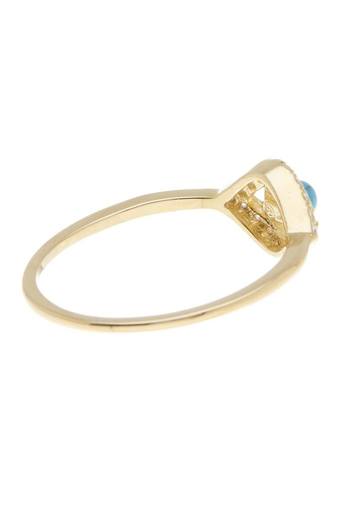 Adornia 14K Yellow Gold Plated Turquoise Swarovski Crystal Accented Evil Eye Ring Jewelry BeyondStyle