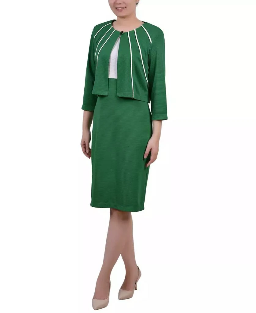 NY Collection Petite Two Piece Jacket and Dress Set - Jackets - BeyondStyle