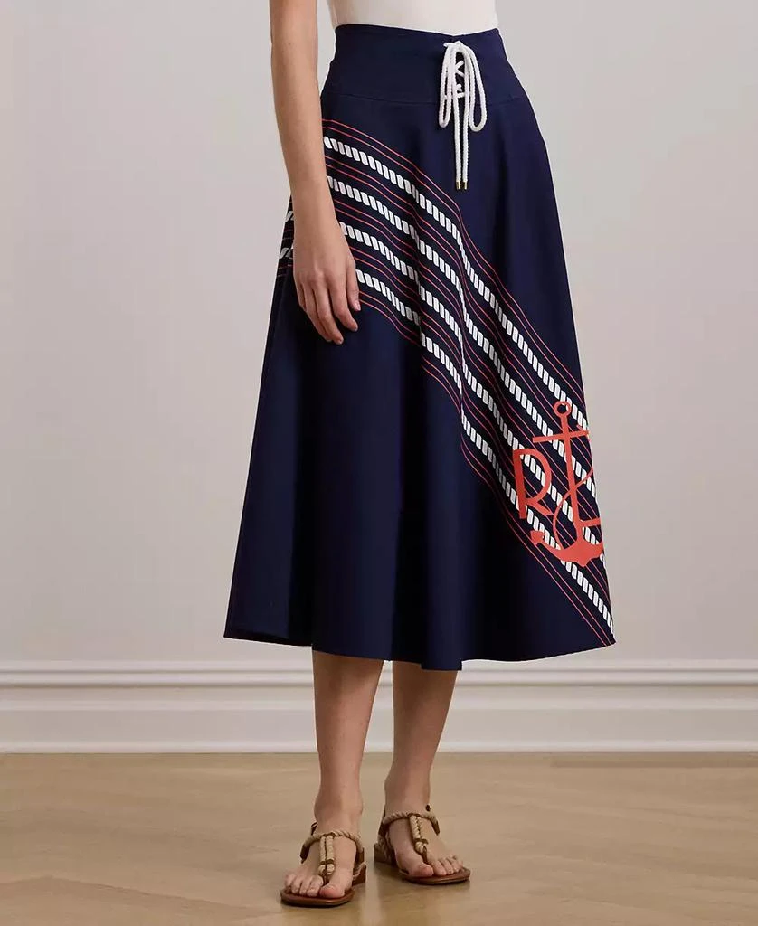 Ralph Lauren Women's Rope-Print Twill Lace-Up Midi Skirt - Free Shipping - BeyondStyle