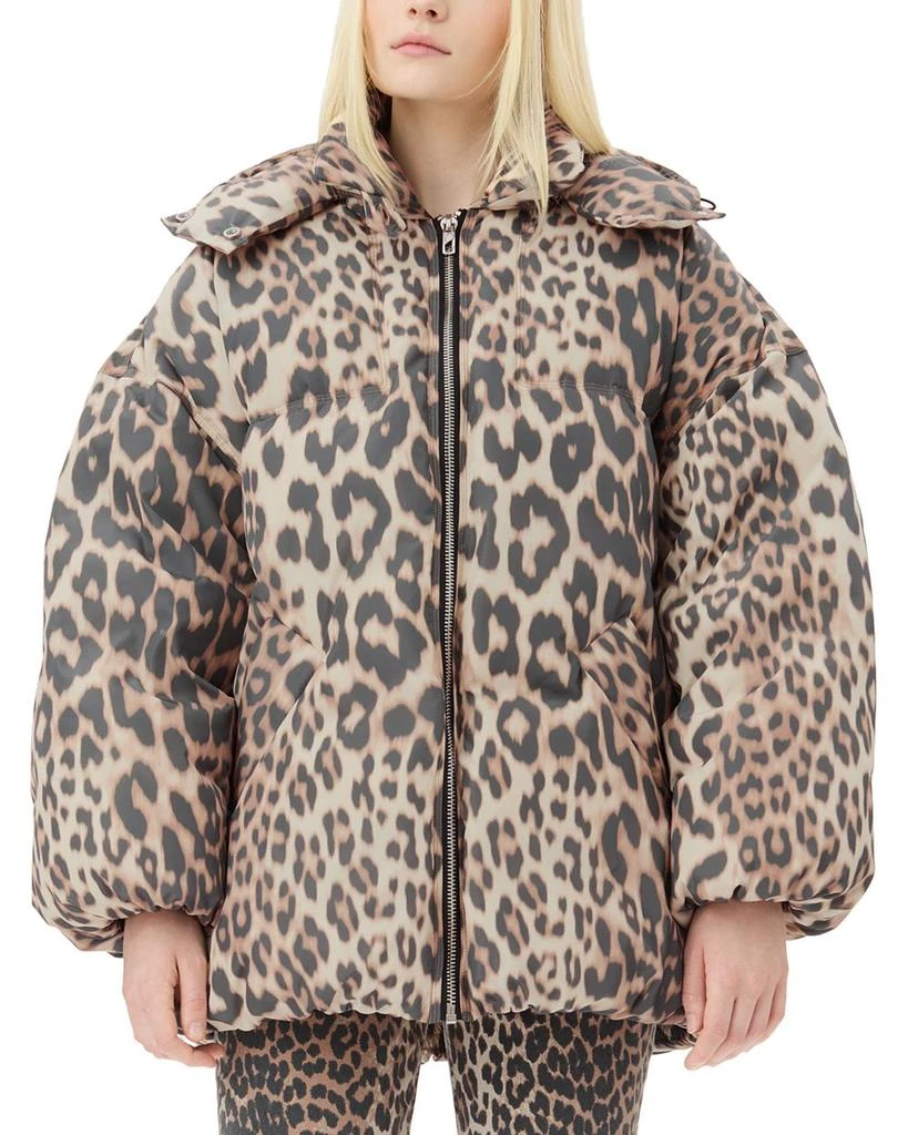 GANNI Leopard Puffer Down Jacket - Coats - Free Shipping - BeyondStyle