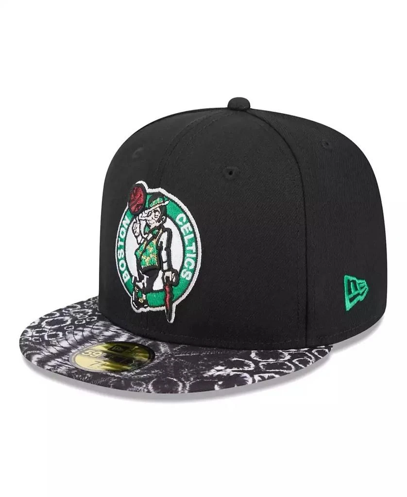 New Era Men's Black Boston Celtics Coral Reef Visor 59Fifty Fitted Hat ...