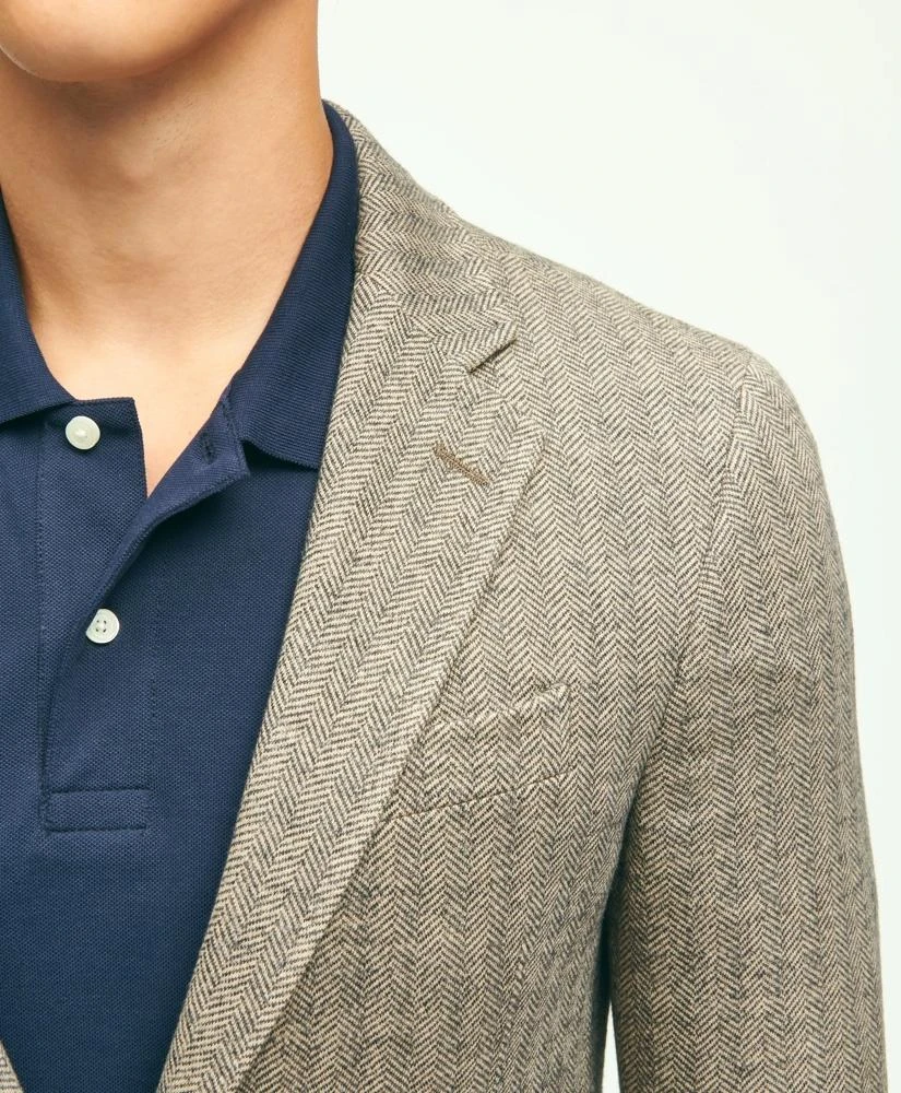 Brooks Brothers Classic Fit Cotton-Wool Blend Knit Herringbone Sport ...