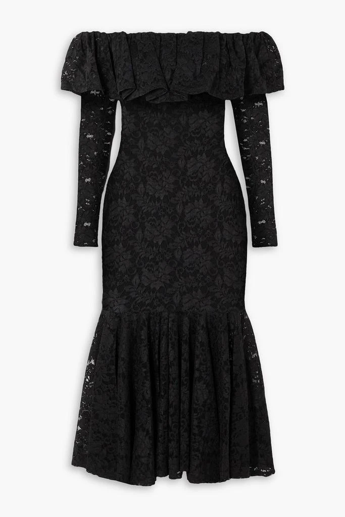 CAROLINE CONSTAS Alessia off-the-shoulder ruffled stretch-lace dress ...