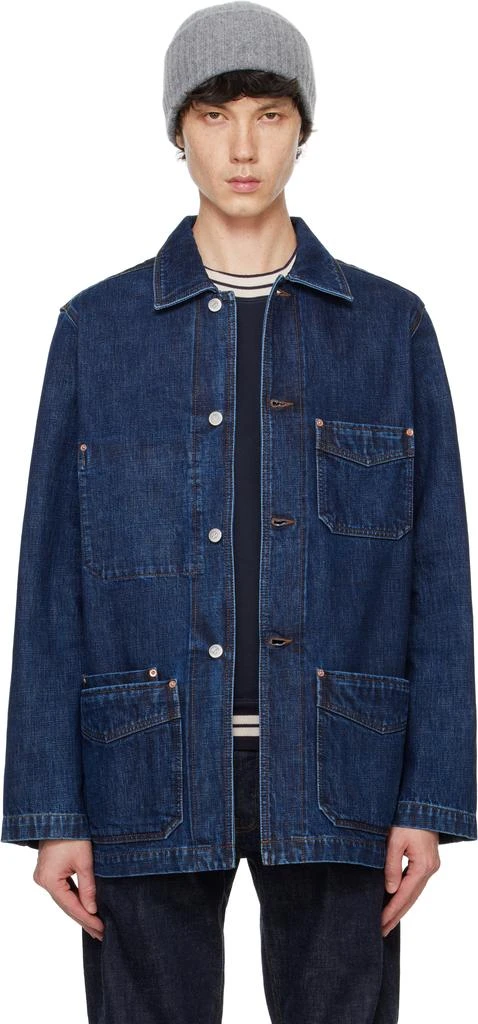 Drake's Navy Selvedge Five-Pocket Denim Chore Jacket - Jackets ...