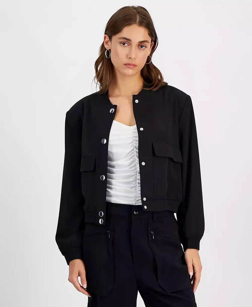 Bar III Petite Snap-Up Bomber Jacket, Created for Macy's - Jackets ...