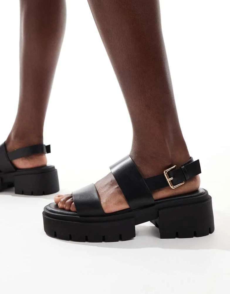 Shop Truffle Collection chunky strap sandals in black on Sale at ...