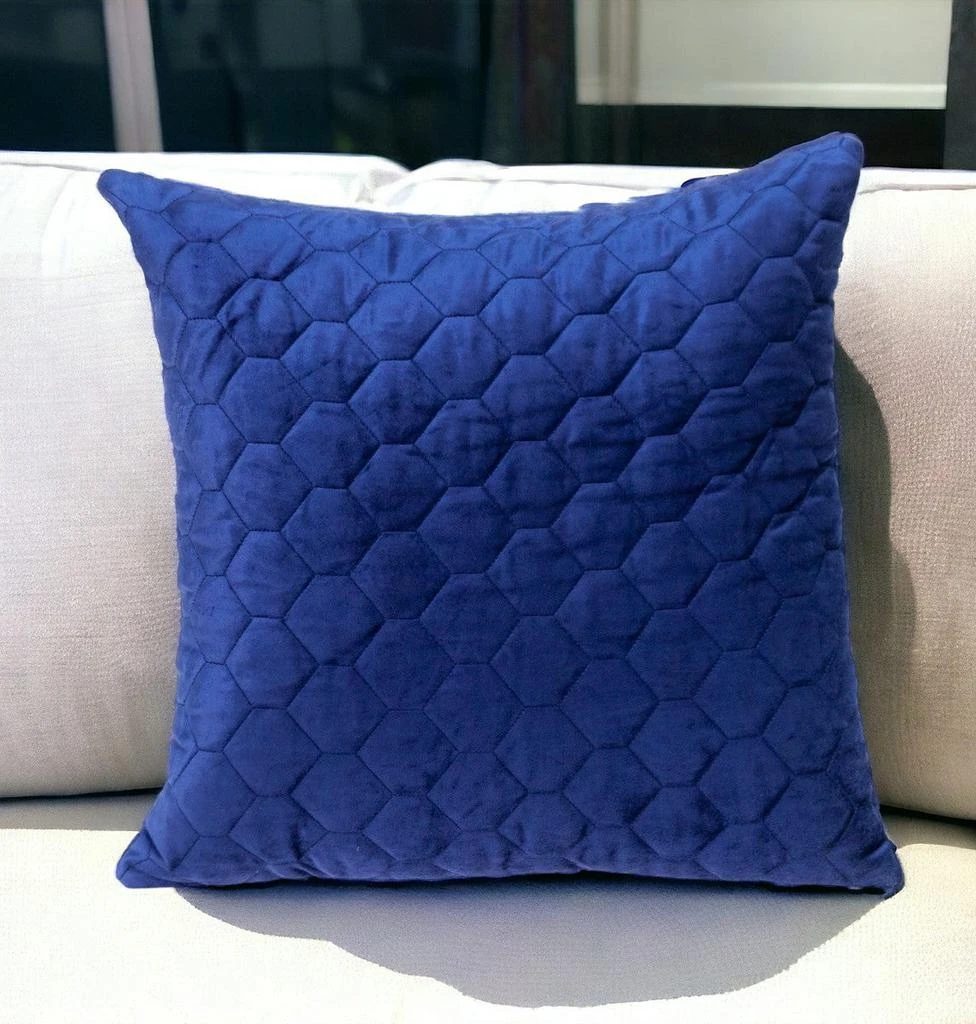 Homezia Blue Tufted Velvet Quilted Throw Pillow - Free Shipping ...