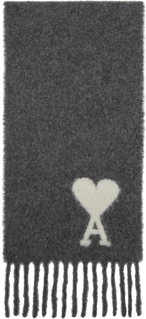 AMI Gray Oversized Ami de Coeur Scarf - Scarves - BeyondStyle