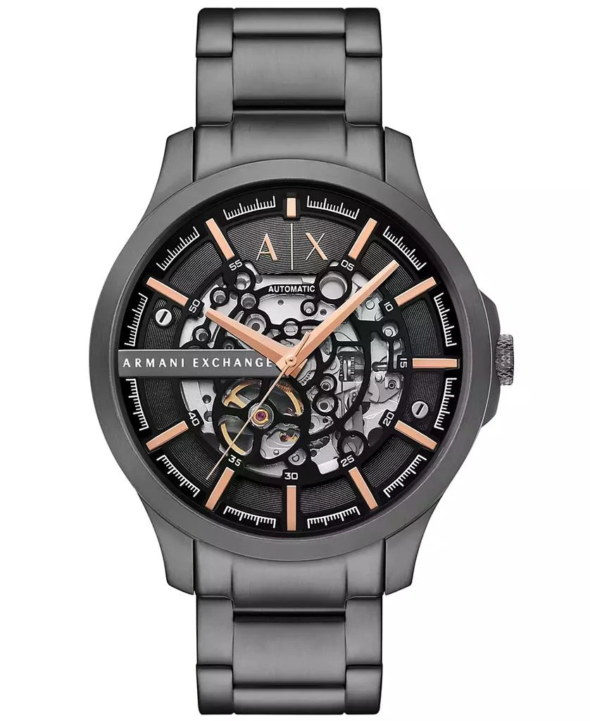 Armani Exchange Men's Automatic Three-Hand Gunmetal Stainless Steel ...