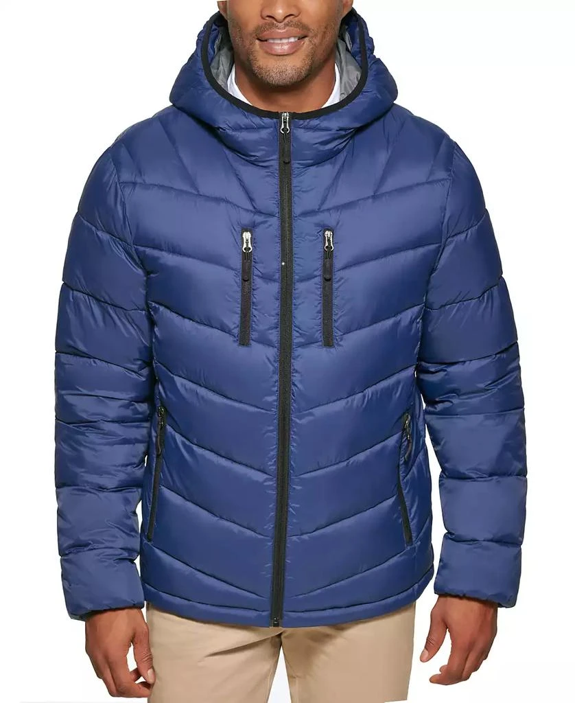 Club Room Men's Chevron Quilted Hooded Puffer Jacket, Created for Macy ...