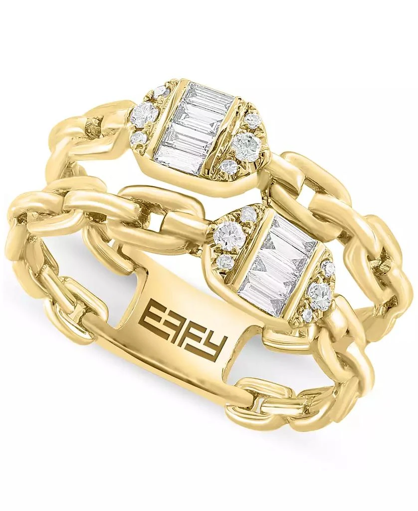 EFFY Collection EFFY® Diamond Baguette & Round Chain Link Double Ring ...