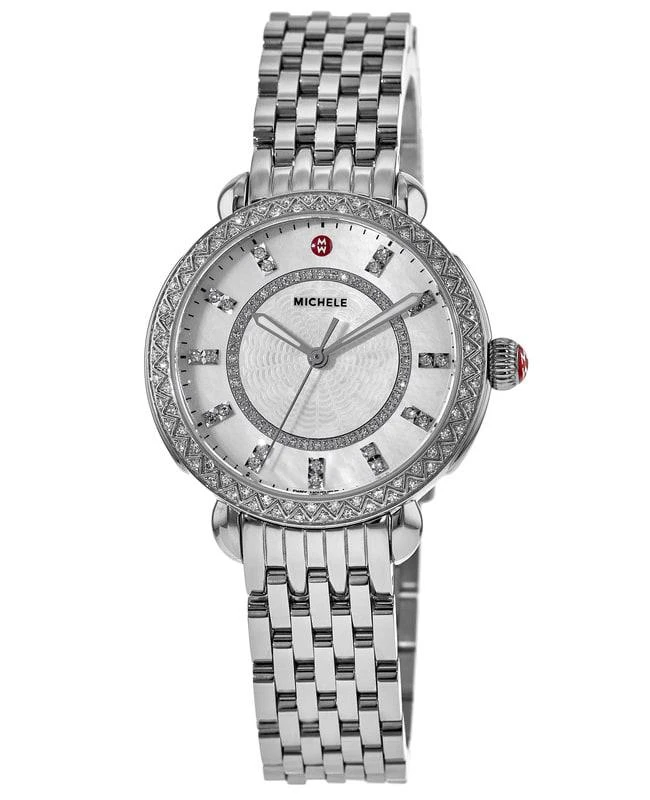 Shop Michele Sidney Diamond Classic Steel Women's Watch MWW30B000001 on ...