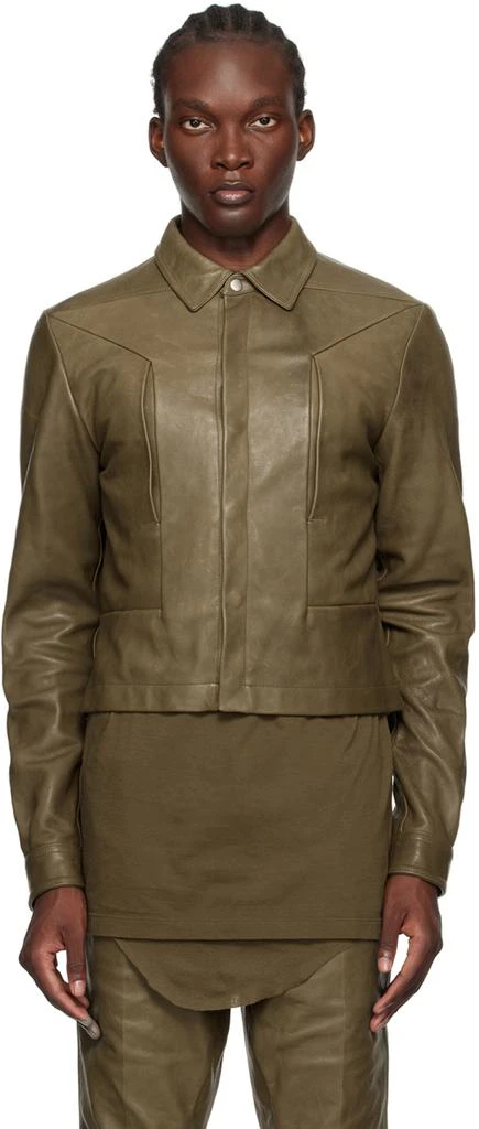 Rick Owens Khaki Porterville Alice Strobe Leather Jacket - Jackets ...